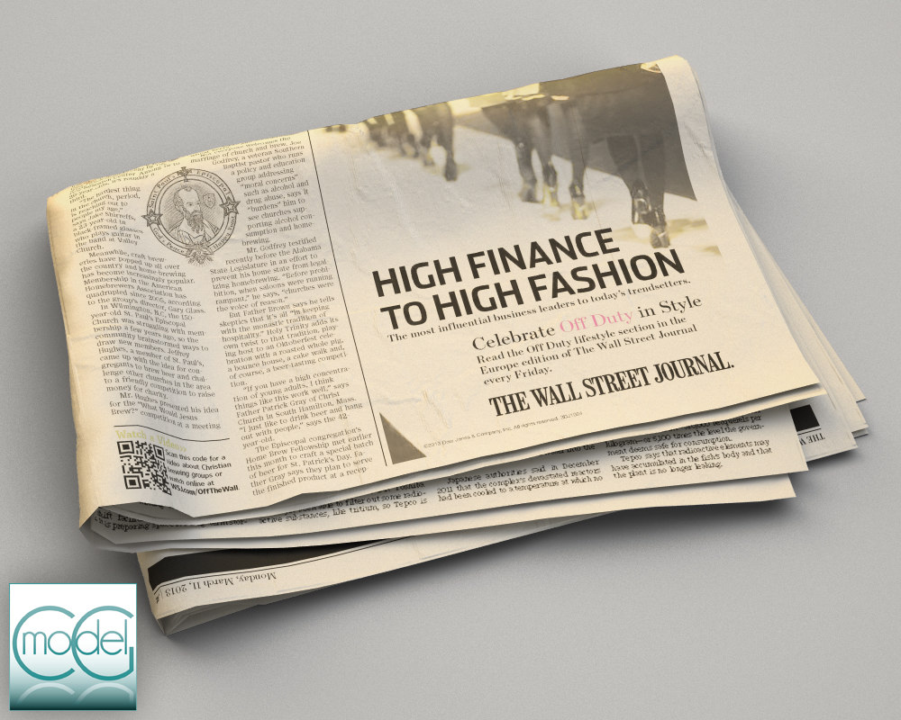 3d model wall street newspaper