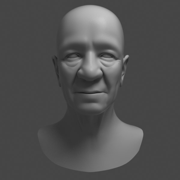 polygonal head old man 3d model