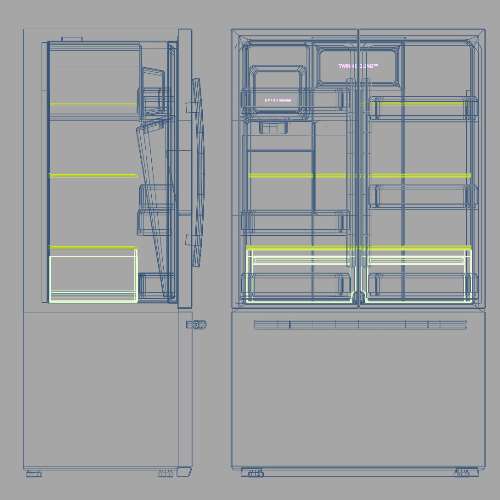 multi door refrigerator 3d 3ds