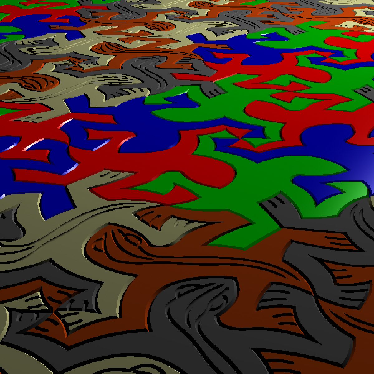 3d model of escher lizard pattern