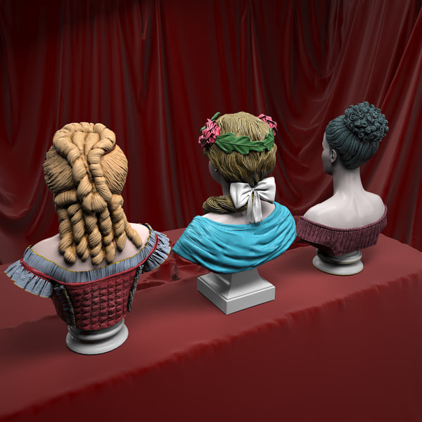 3d decorative female busts model