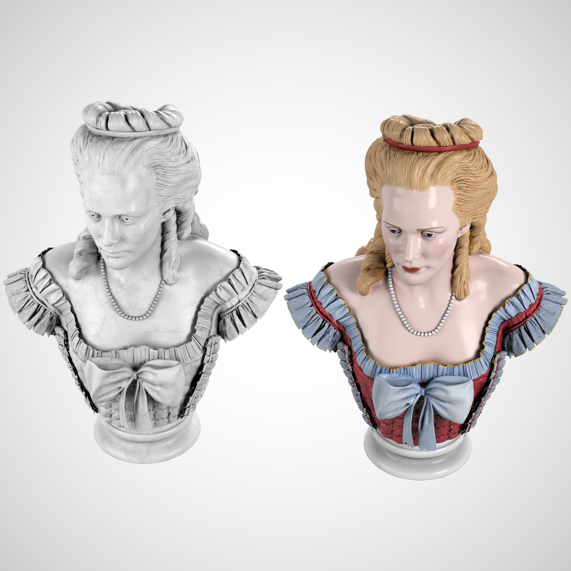 3d decorative female busts model