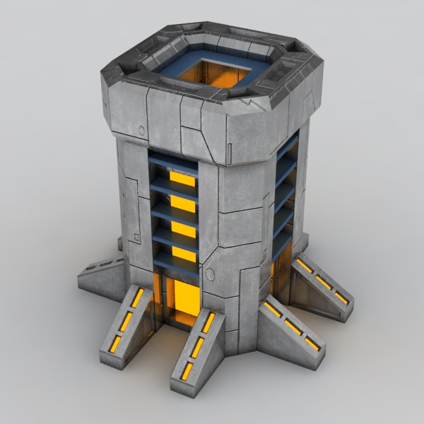 3d tower sci-fi building