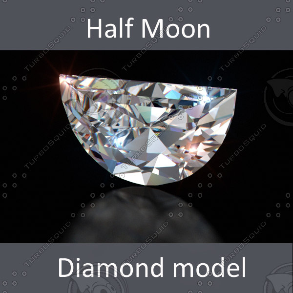 3d half moon diamond cut model