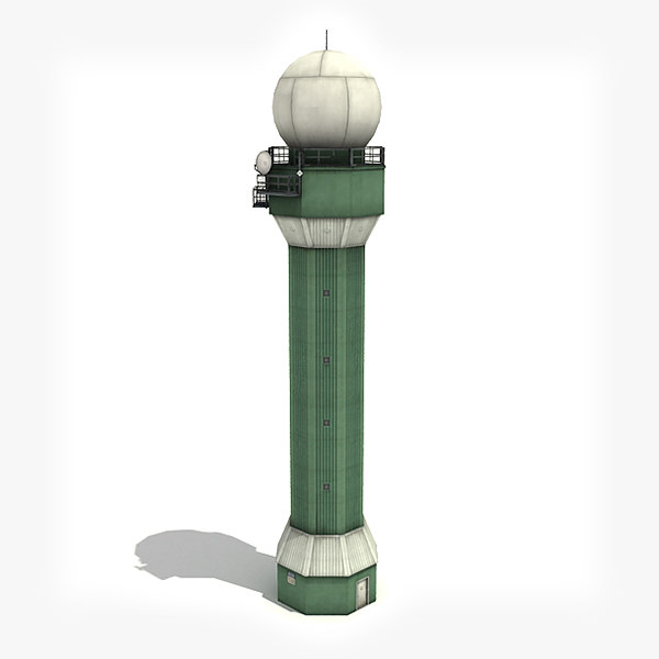 3d low-poly radar tower model