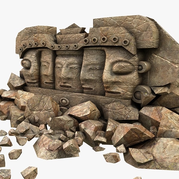 of stone totems heads