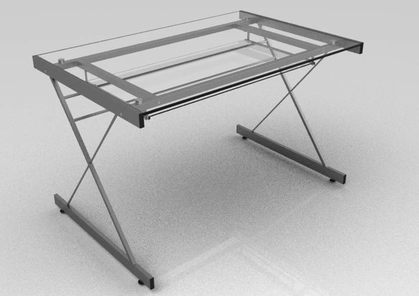 3d Computer Glass Desk Model