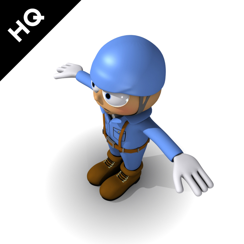 cartoon character worker 3d max