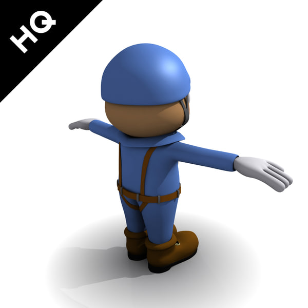 cartoon character worker 3d max