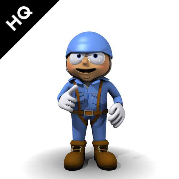 cartoon character worker 3d max