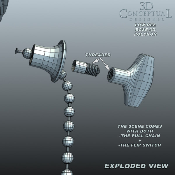 3d model light socket vintage bulb