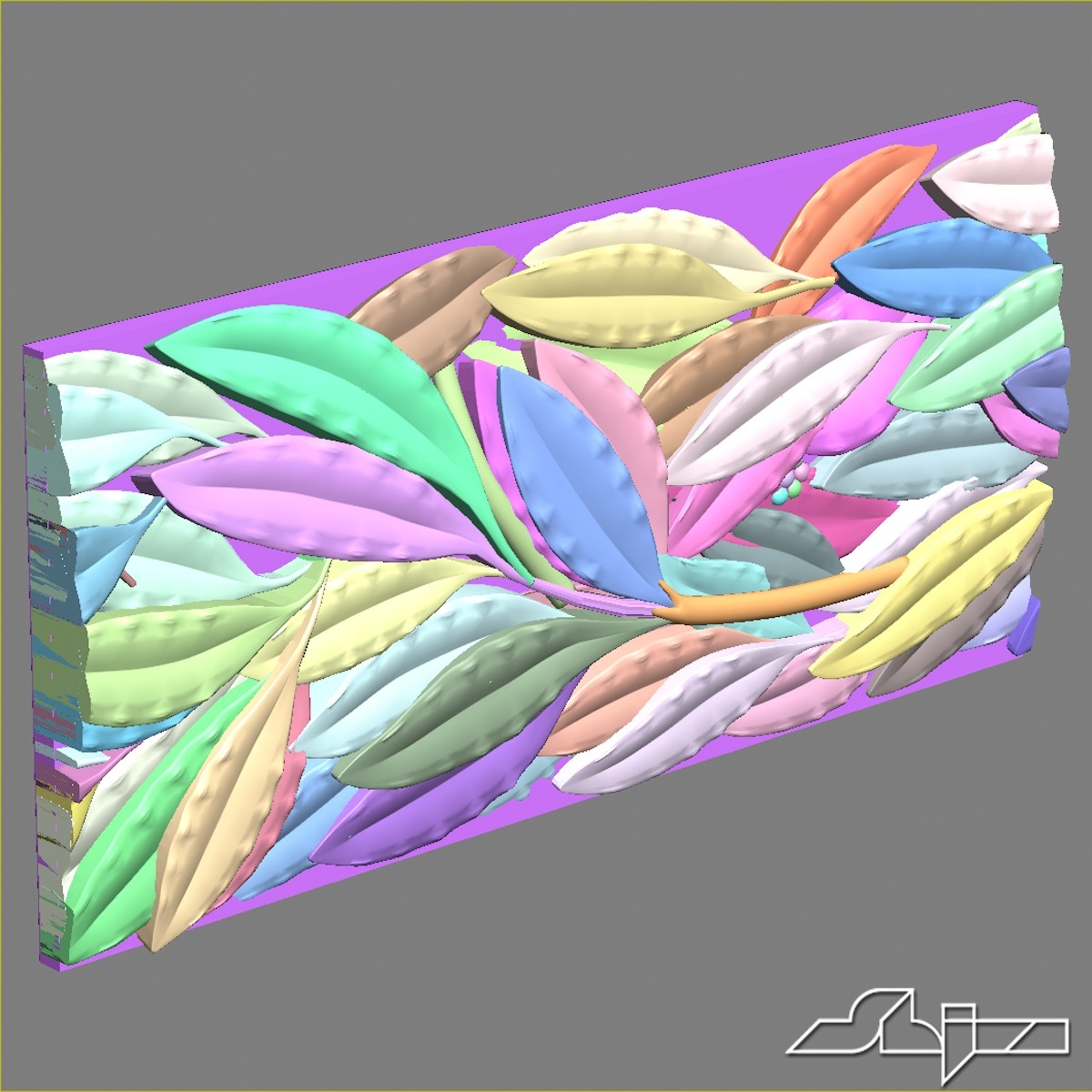 3d model tileable leafs molding