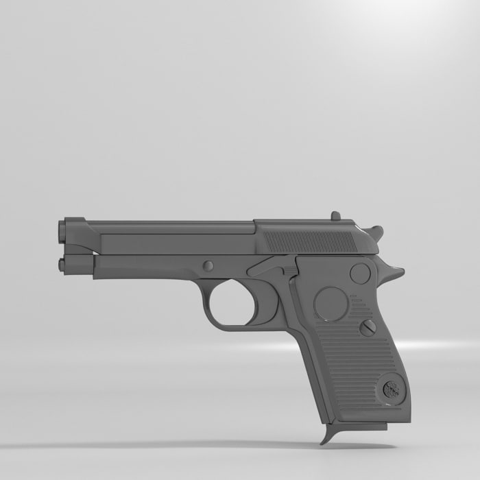 gun pistol 3d obj
