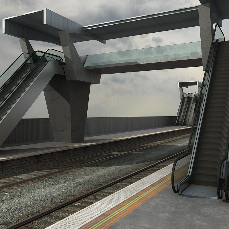 overpass railway track 3d model
