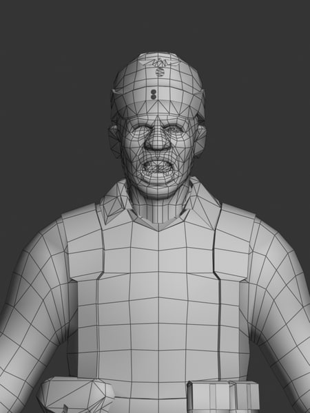 3d german zombie man