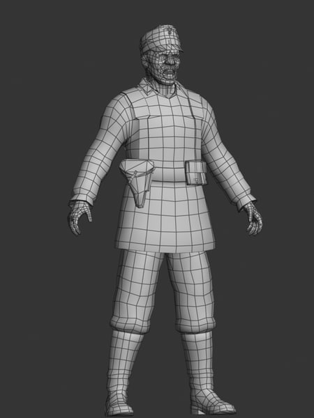 3d german zombie man