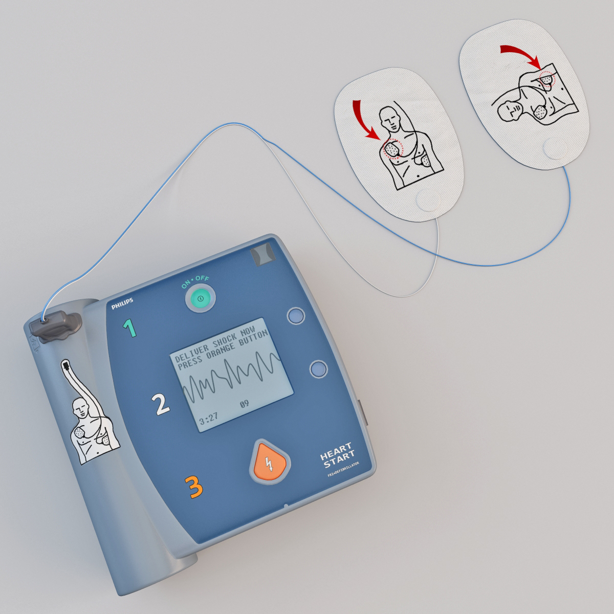 3d portable defibrillator model