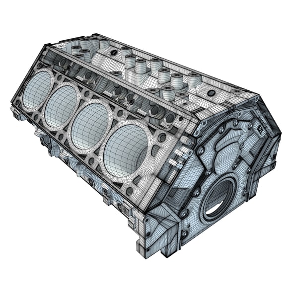 3d model v8 engine block