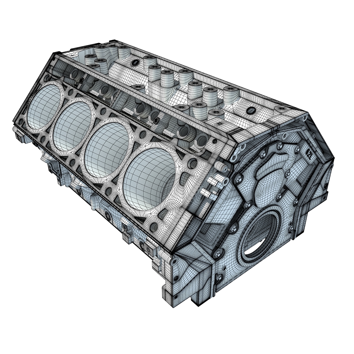 3d model v8 engine block