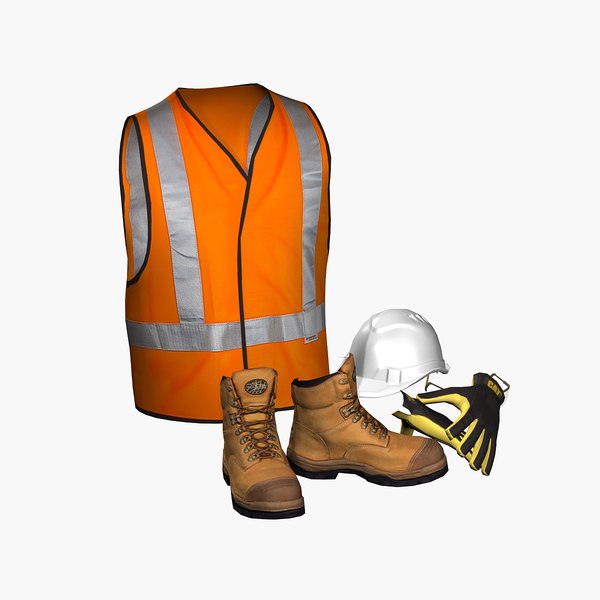 safety boots gloves vest 3d model