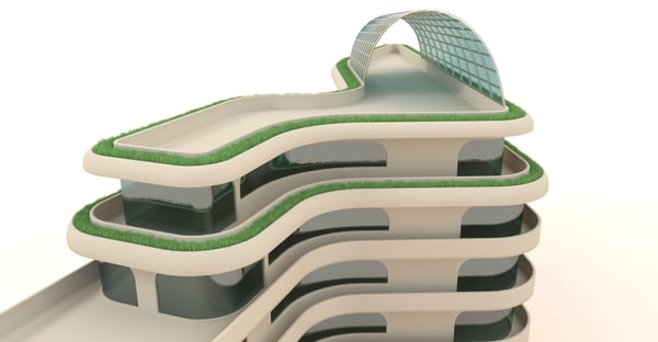 lightning shaped building structures 3d model