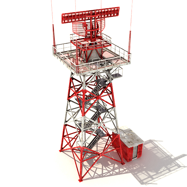 low-poly radar tower 3d model
