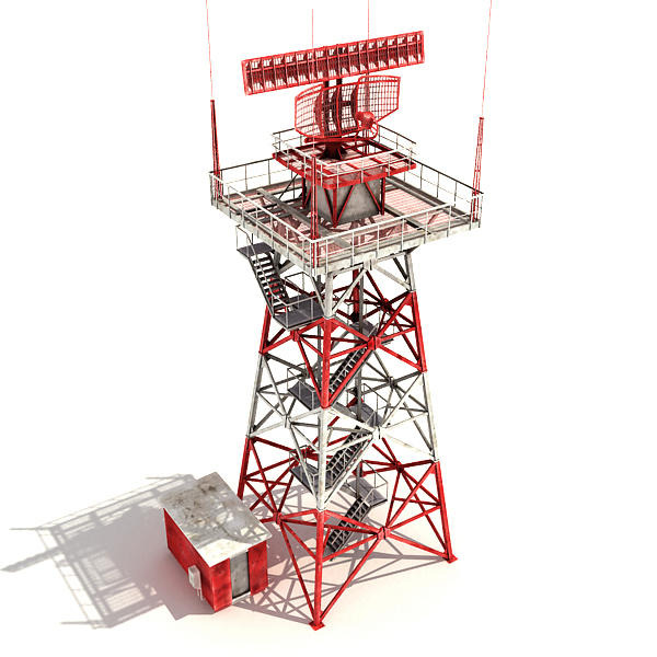 low-poly radar tower 3d model