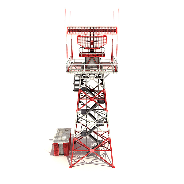 low-poly radar tower 3d model