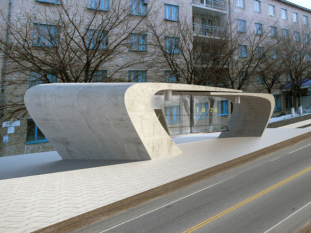 3d bus stop sign design modern model