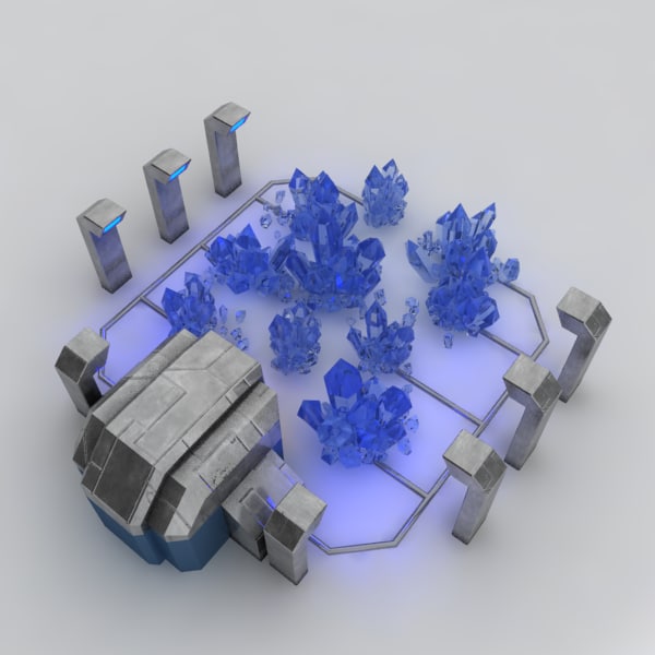 3d model crystal sci-fi building