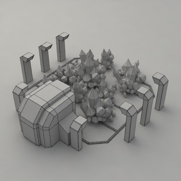 3d model crystal sci-fi building