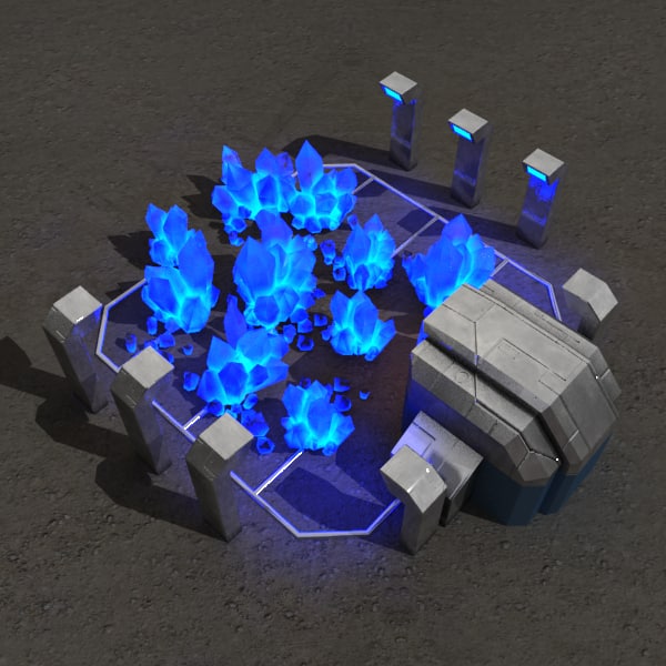 3d model crystal sci-fi building