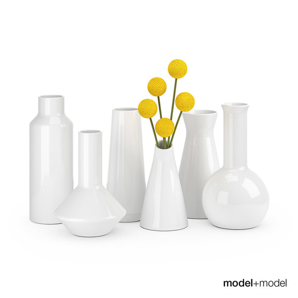 3d model set ceramic vases