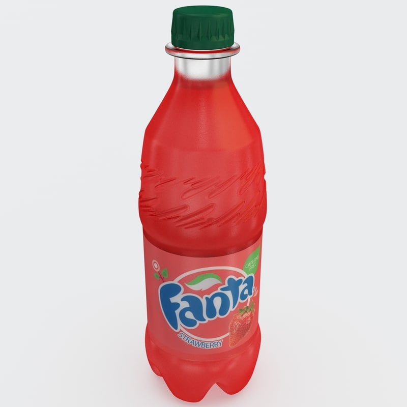 fanta strawberry bottle 3d obj