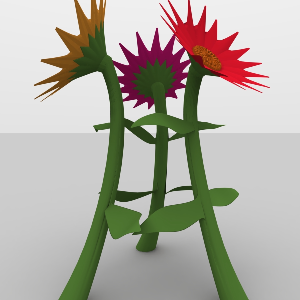 3d model flowers zinnias daisies