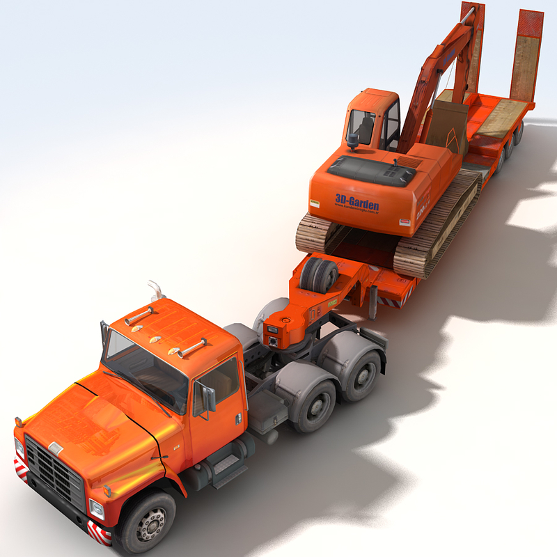 3d model truck loader excavator construction