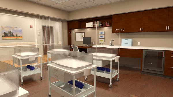 3d model 350 patient room design