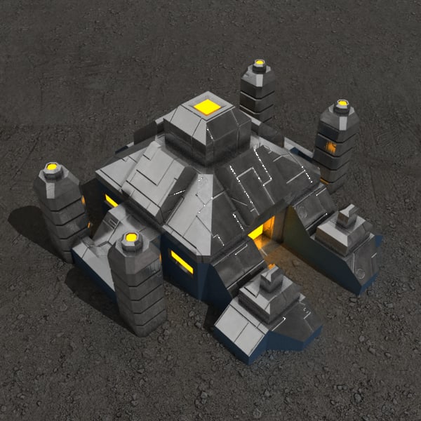 3d model command center sci-fi building