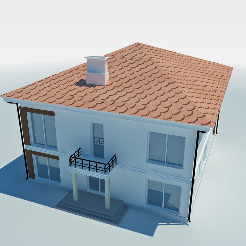 3d low-poly cottage model