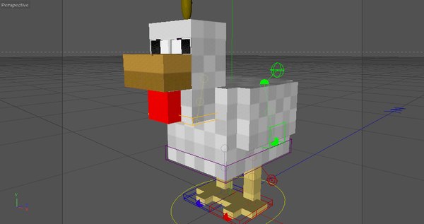 rig minecraft chicken 3d c4d