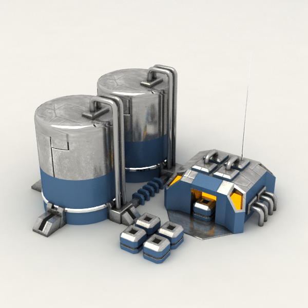 3d factory sci-fi building model