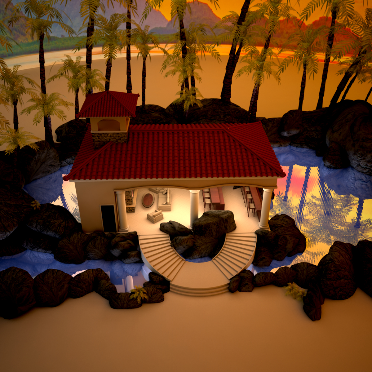 3d cabana pool model