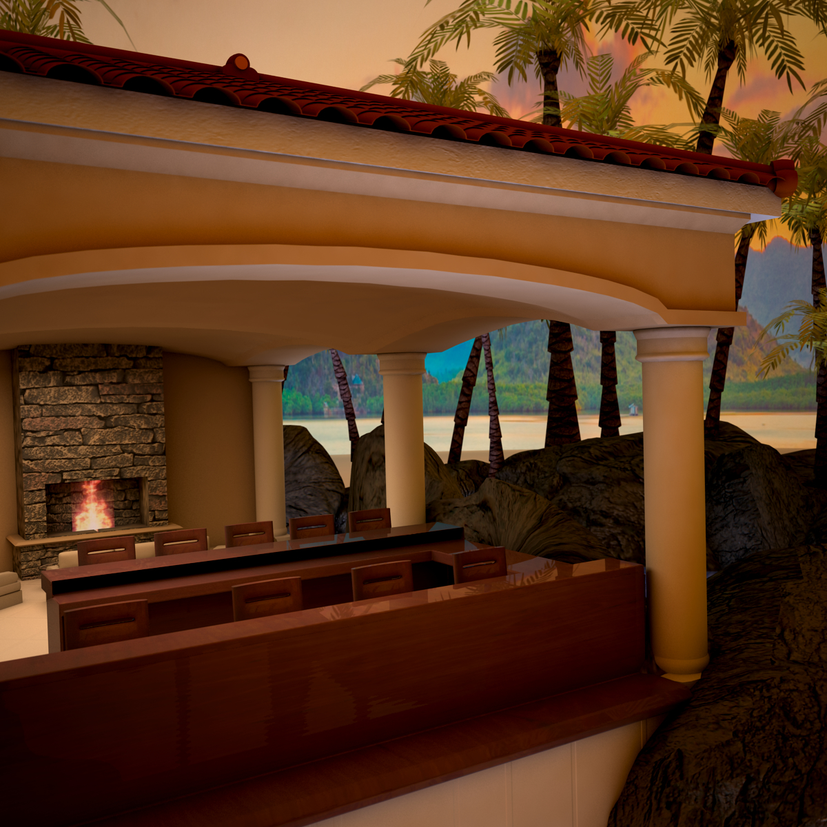 3d cabana pool model