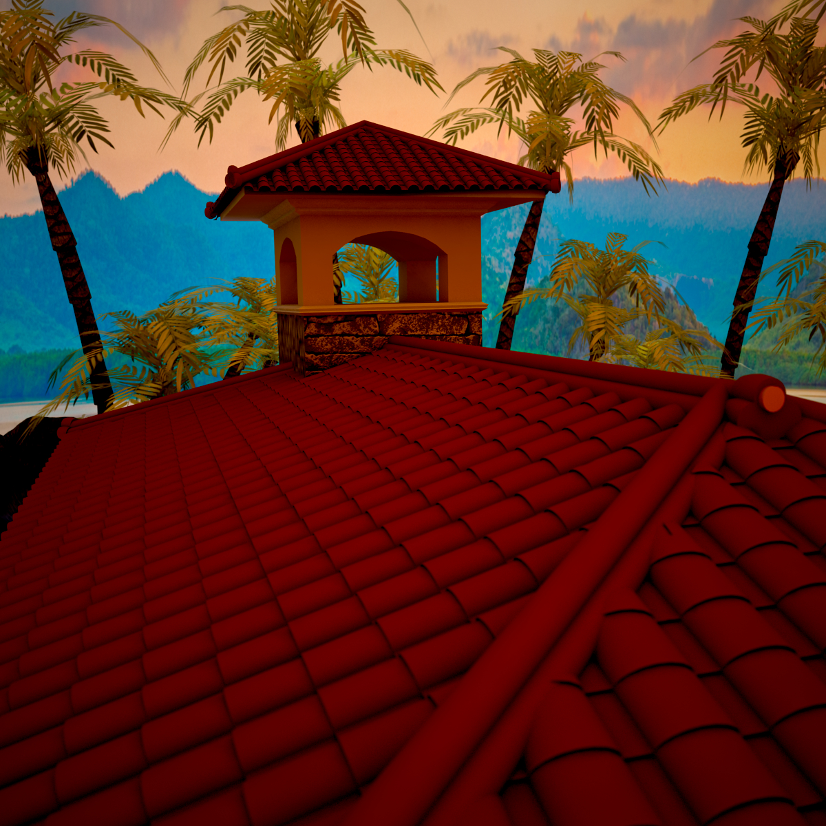 3d cabana pool model