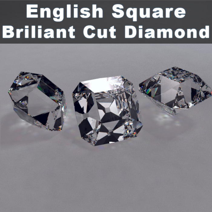 3d model english square cut brillinat