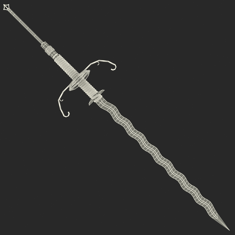 3d flamberg sword weapon model