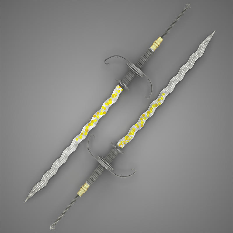 3d flamberg sword weapon model