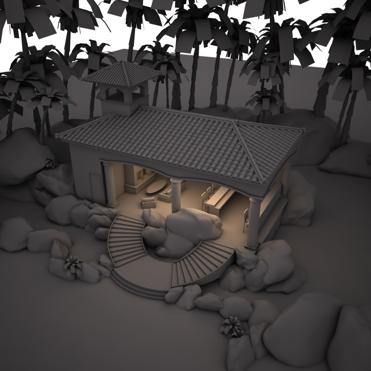 3d cabana pool model