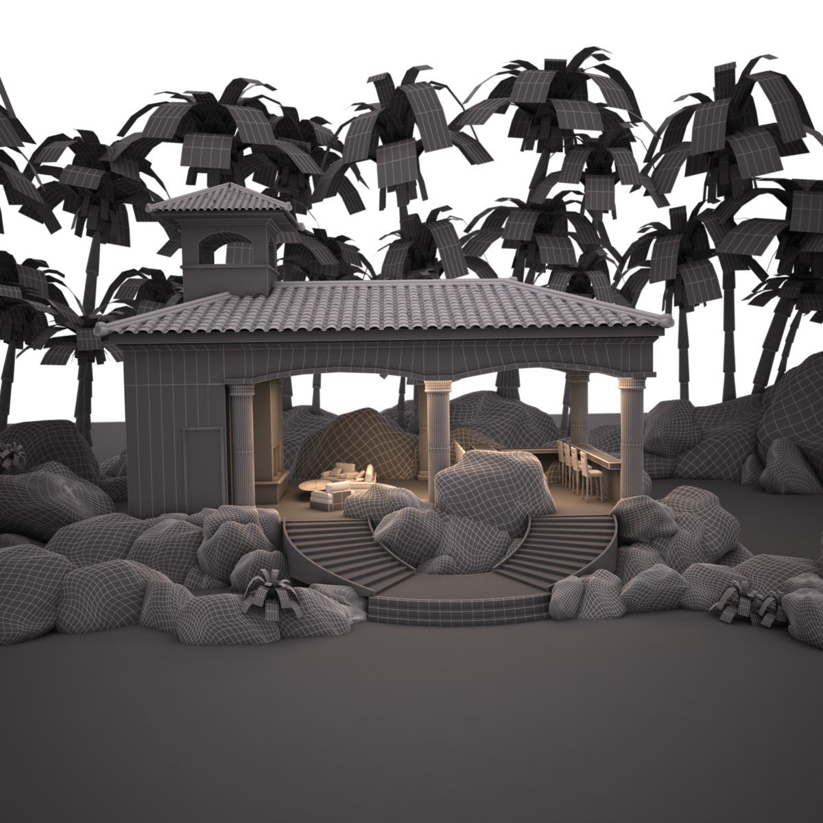 3d cabana pool model