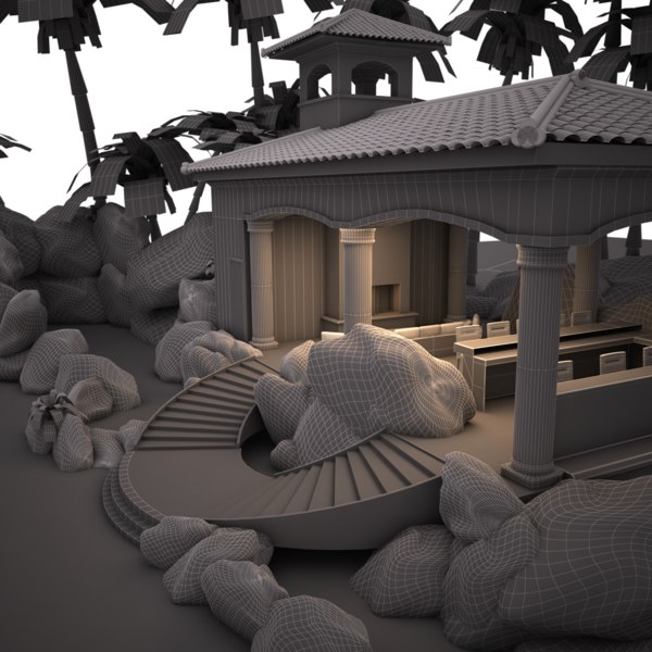 3d cabana pool model